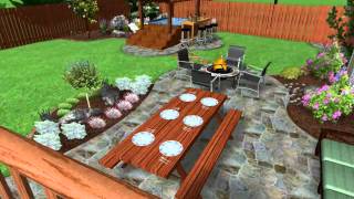 Flagstone Patio and Landscape for Lockport Residence by Outdoor Concepts