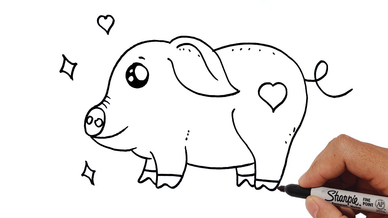 HOW TO DRAW A CUTE PIG FOR EASY || TUTORIAL PIG DRAWING STEP BY STEP ...