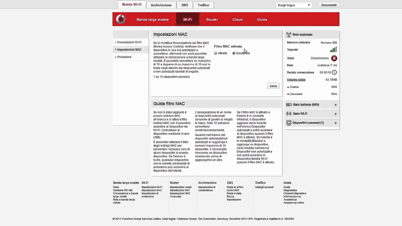 Interfaccia web Vodafone r215 pannello - YouTube