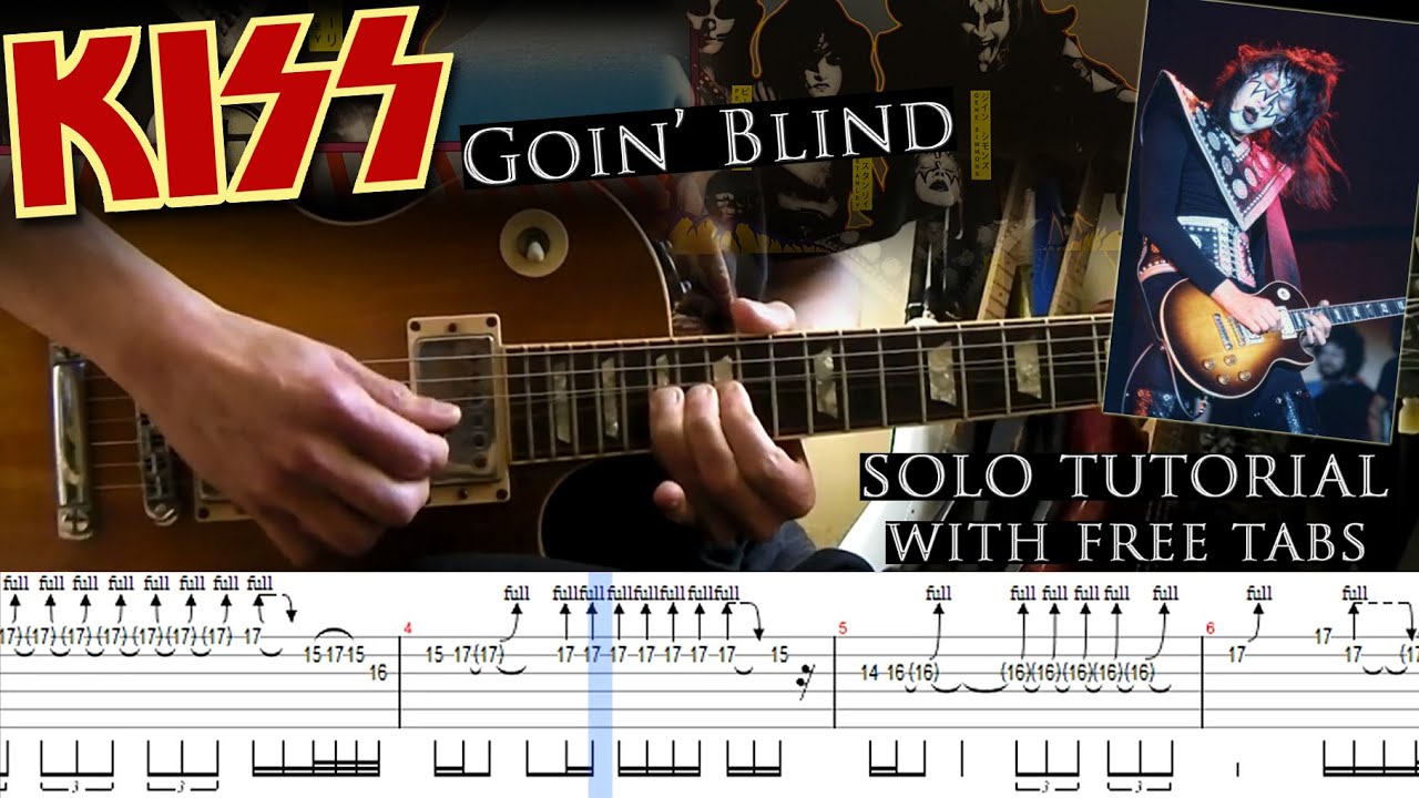 Kiss - Goin' Blind guitar solo lesson (with tablatures and backing ...