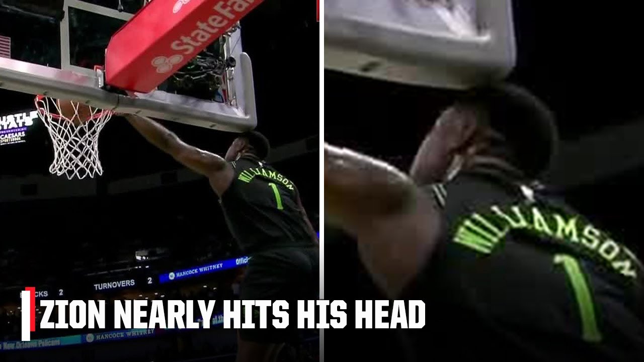 Zion Williamson nearly hits his head on this fast break slam 👀 | NBA on ...