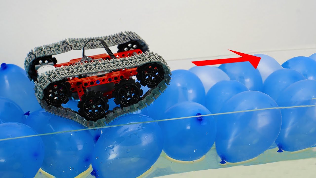 LEGO Tracked Vehicle Balloon Popping Bridge Challenge | Boom Bricks ...