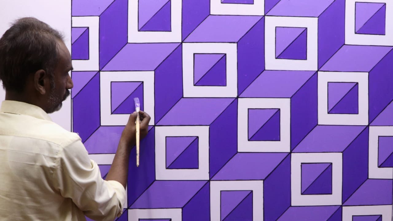 OPTICAL ILLUSION 3D WALL PAINTING | WALL ART PAINTING DECORATION ...