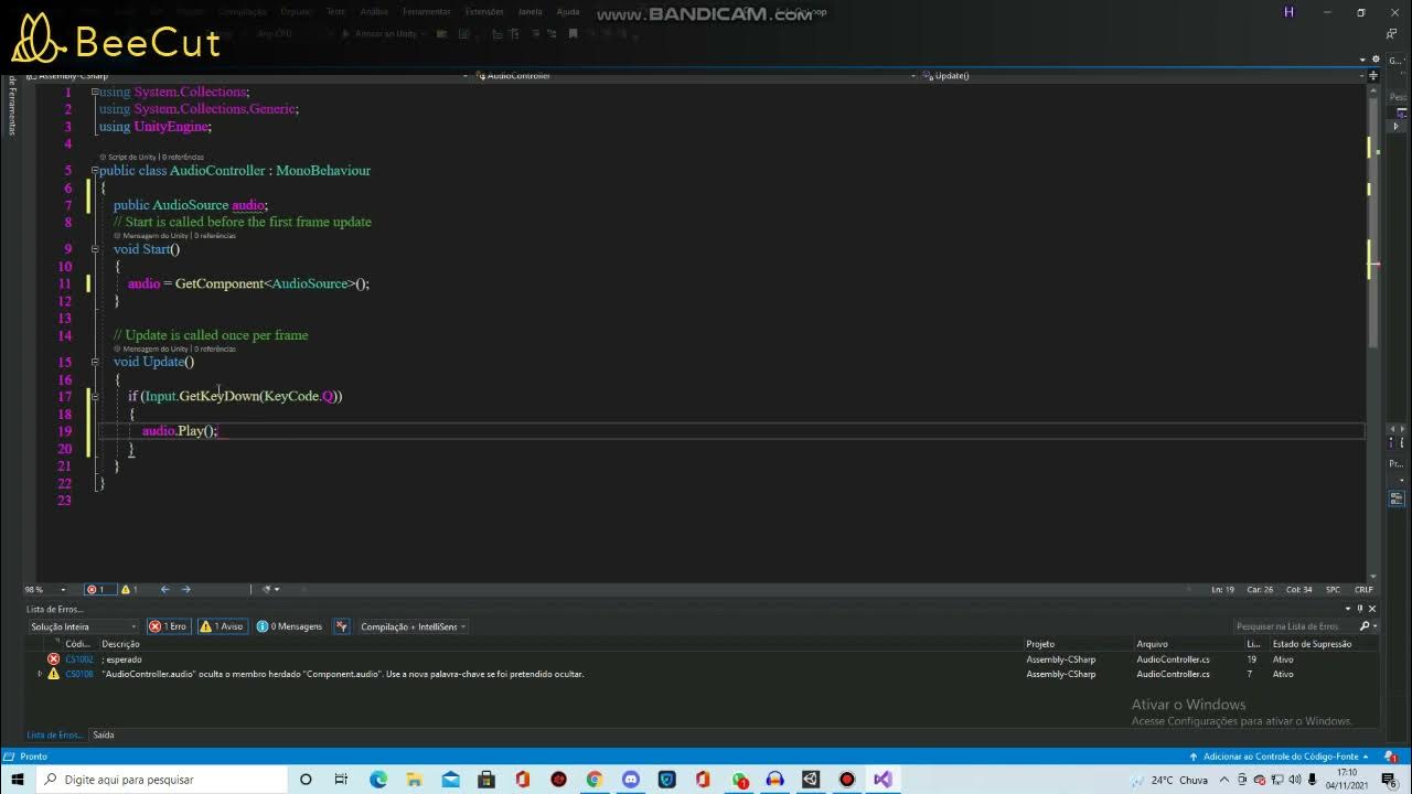 Aula 2 - Implementação de áudio na Unity com Audiosource - YouTube