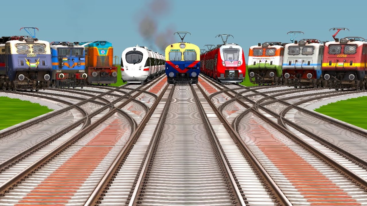 9 REALISTIC FAKE TRAINS BUMPY CROSSING AT BRANCHED RAILROAD TRACKS ...