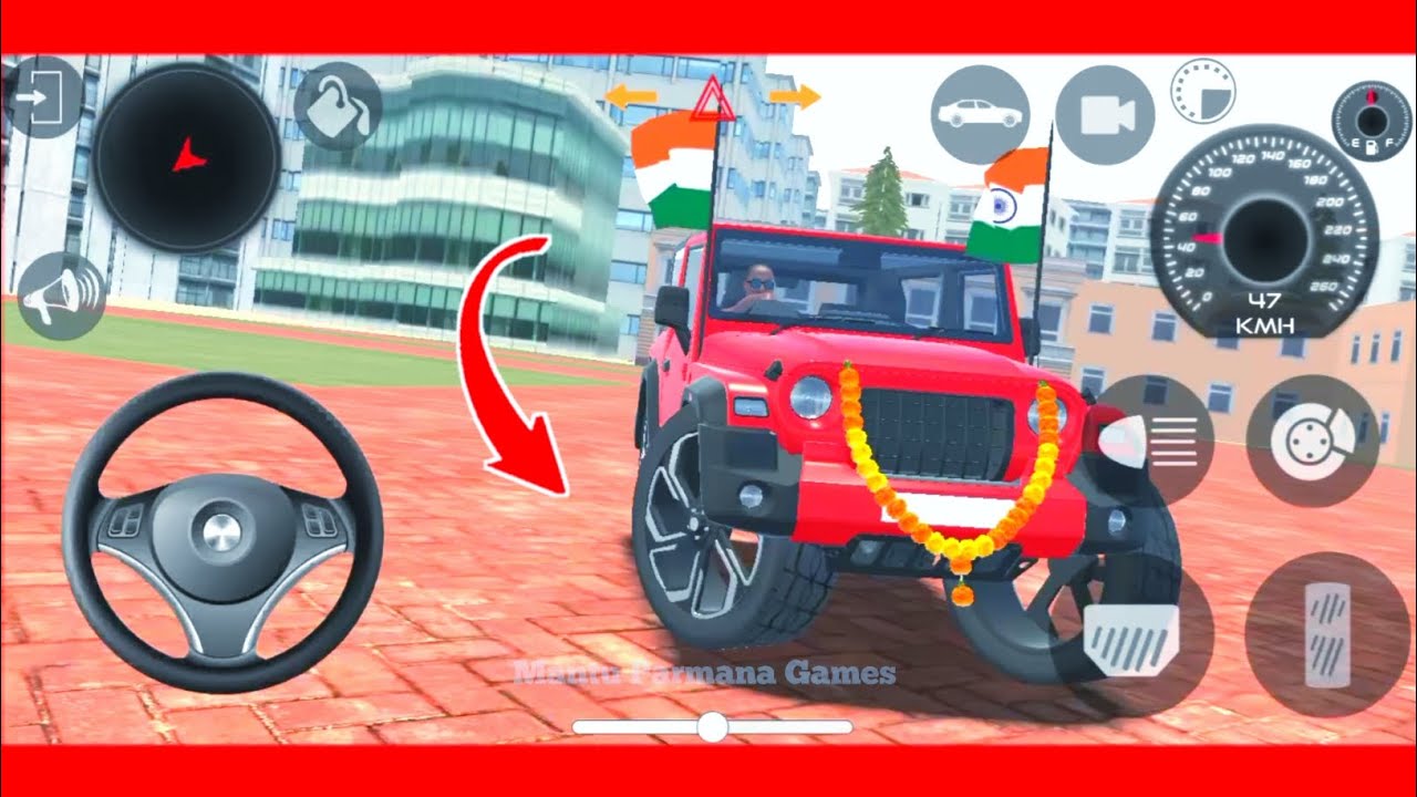 Town Thar Driving Modified Mahindra Red Indian Cars Simulator 3D ...