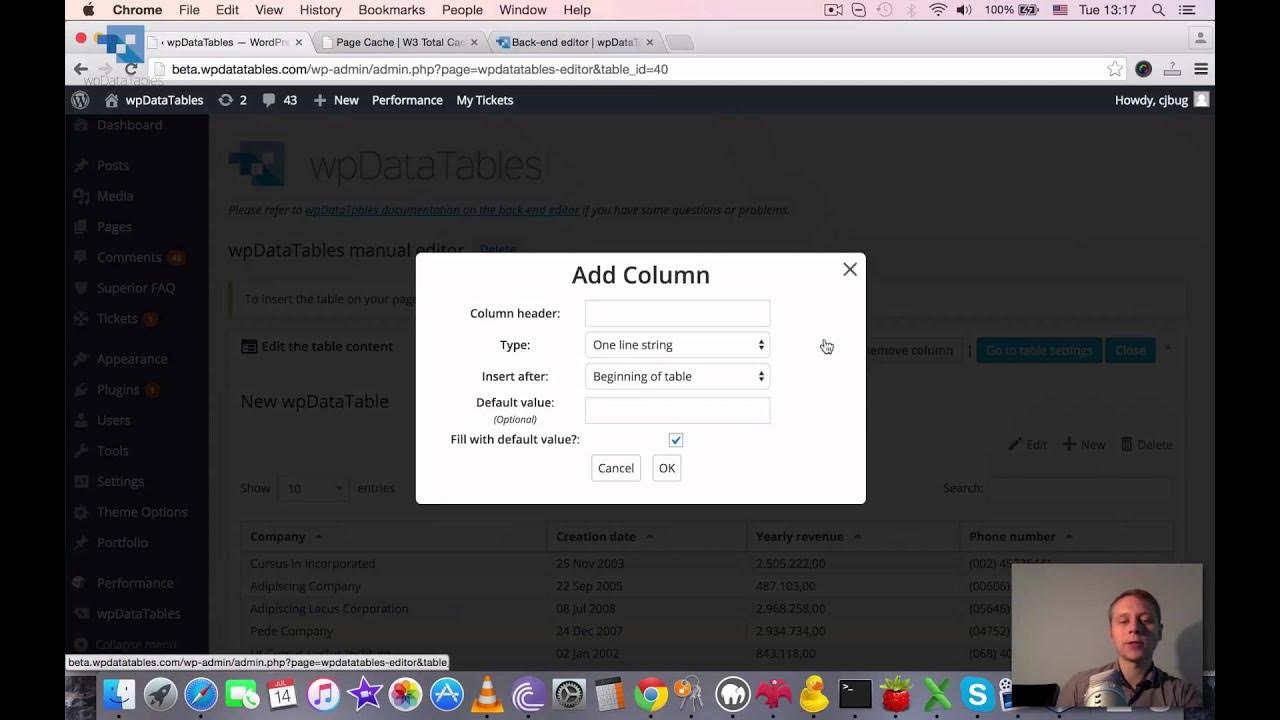 How to edit MySQL Tables from WordPress Admin Dashboard - wpDataTables Plugin - YouTube