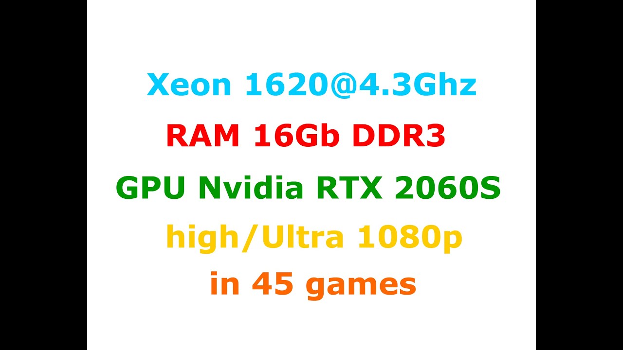 Xeon E5 1620@4.3Ghz + RTX 2060Super High (Ultra) settings 720p/1080p in ...