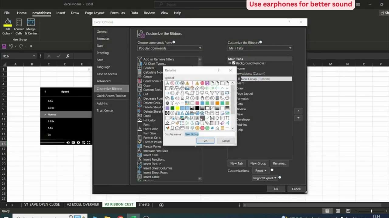 EXCEL TABS AND GROUPS CUSTOMIZATION - YouTube