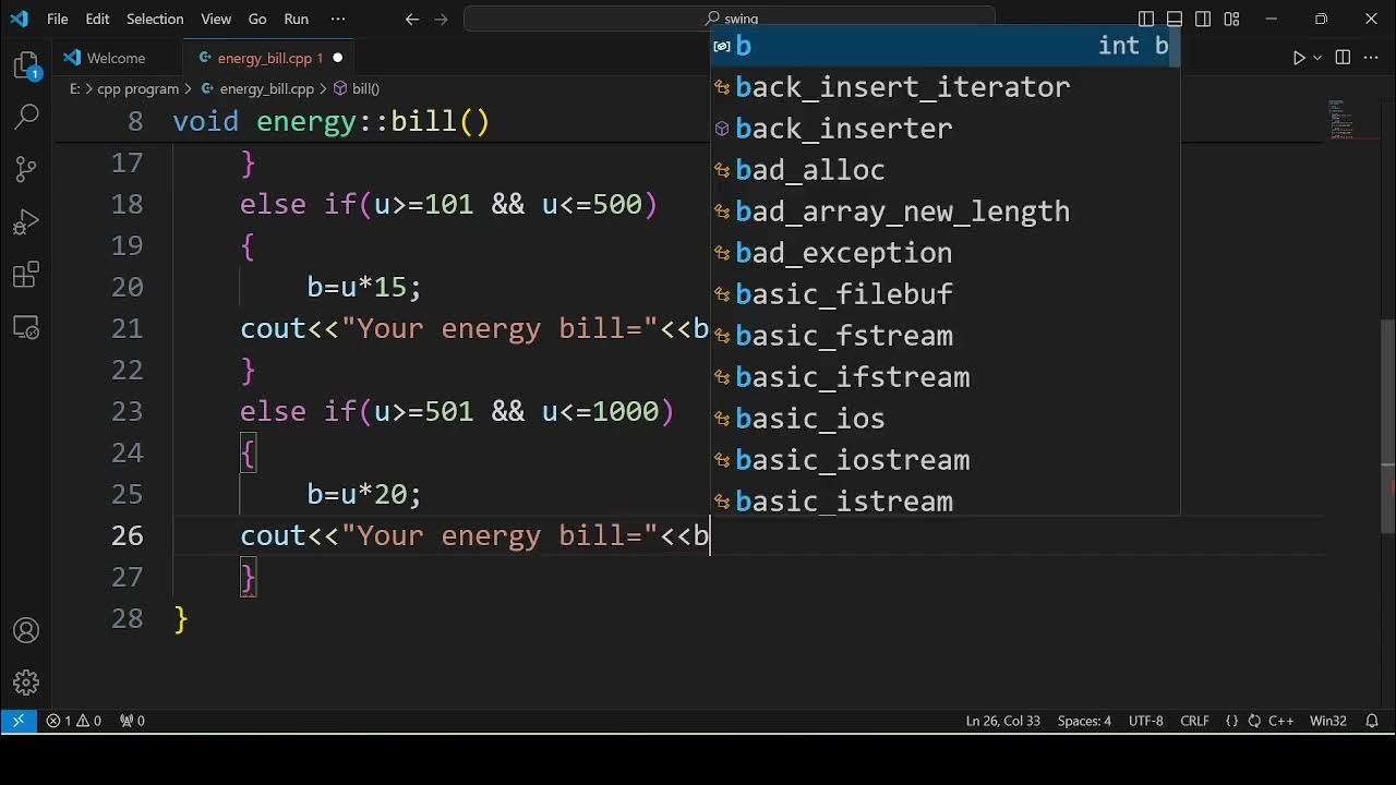 Energy bill calculation program of C++ language - YouTube