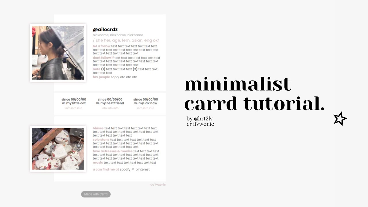 minimalist carrd tutorial! cr; ifvwonie - YouTube