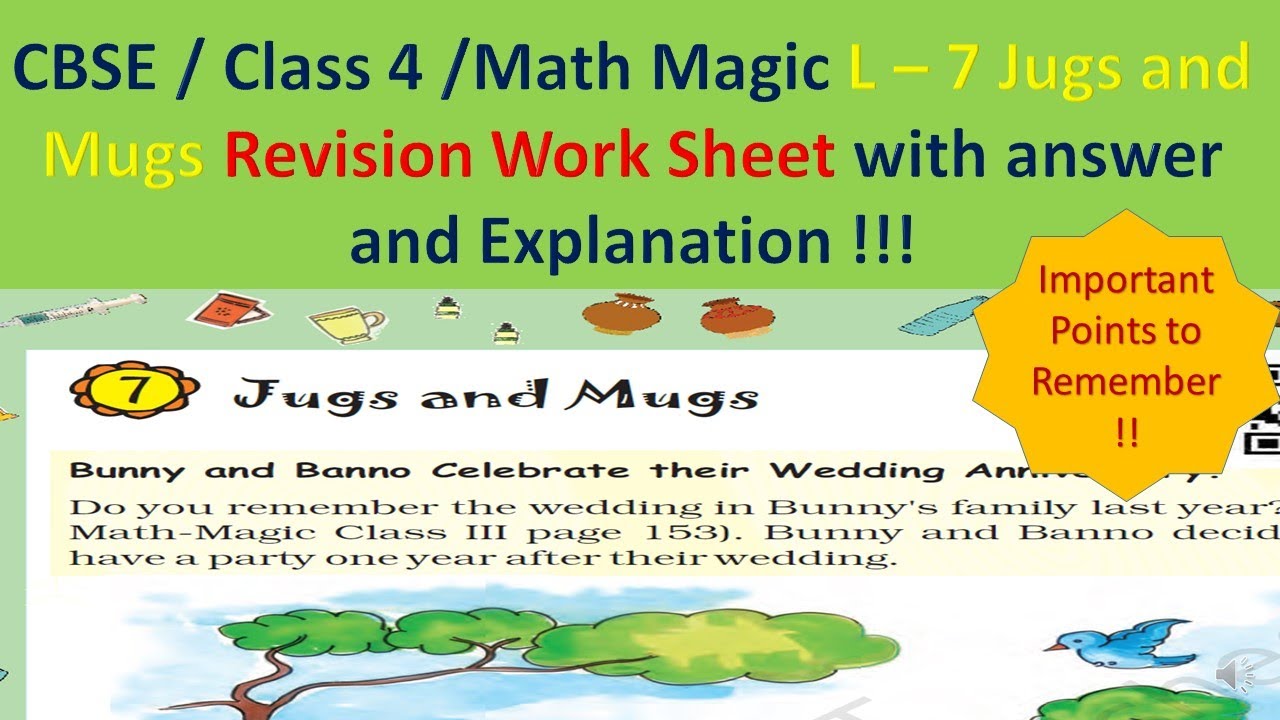 CBSE Class 4 Math Magic L 7 Jugs And Mugs Revision Work Sheet With cbse-class-4-math-magic-l-7-jugs-and-mugs-revision-work-sheet-with
