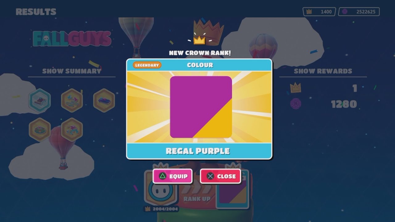 Fall Guys: Unlocking the Regal Purple Color! (Crown Rank 43) - YouTube