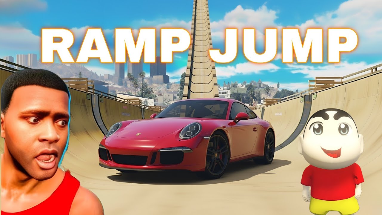GTA 5 : SHINCHAN AND FRANKLIN PLAYING RAMP JUMP FOR GIFT WITH PORSCHE ...