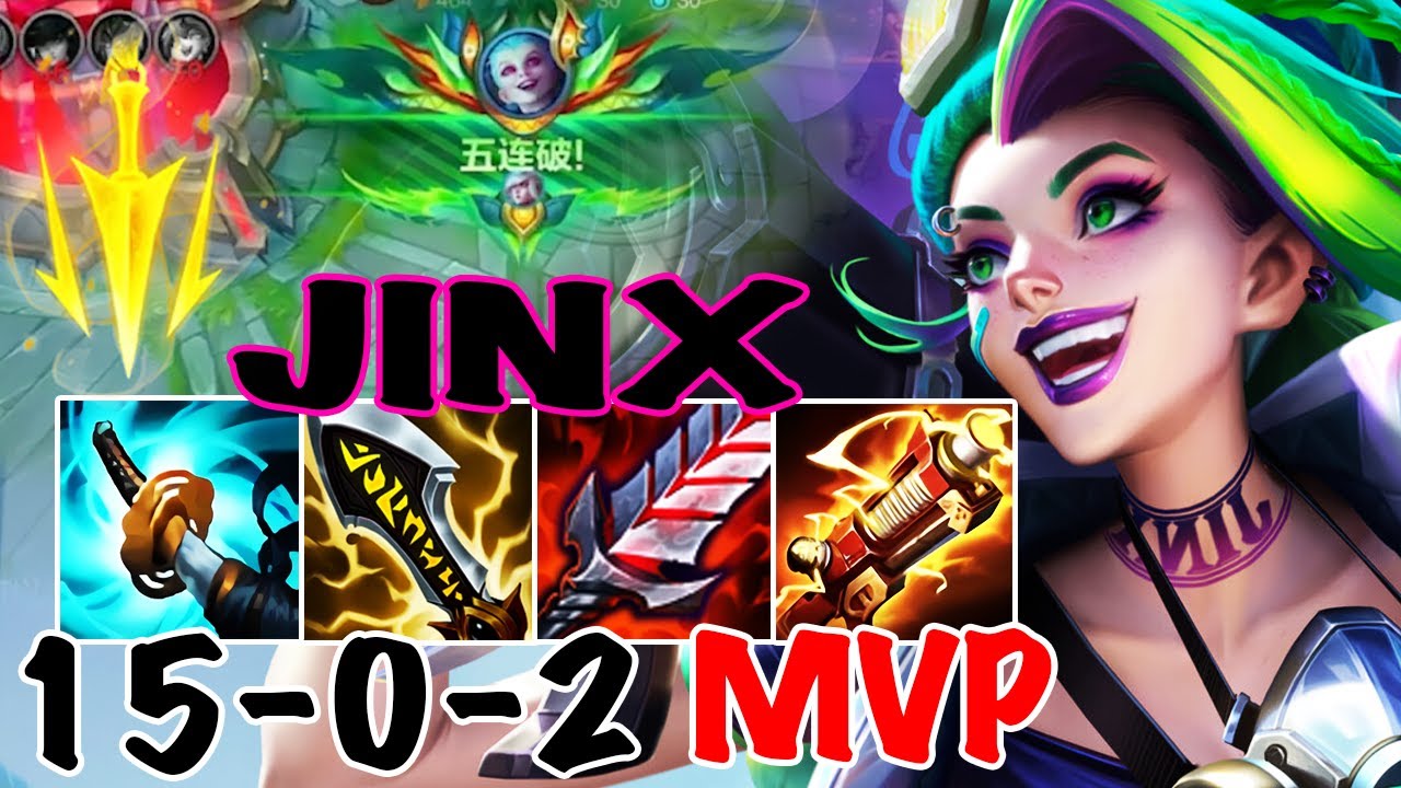 PENTA KILL 😱😱 WILD RIFT JINX ADC GAMEPLAY | 15 -0 -2 MVP | JINX BUILD ...