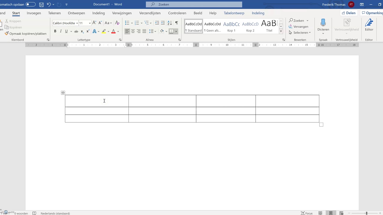 MS Word Tabellen rijhoogte en kolombreedte - YouTube