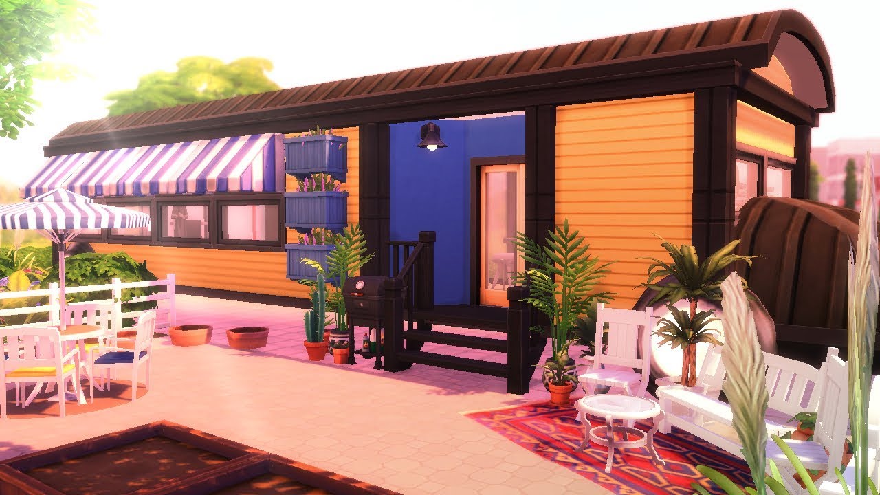 TINY CONVERTED BUS HOME || The Sims 4: Speed Build - YouTube