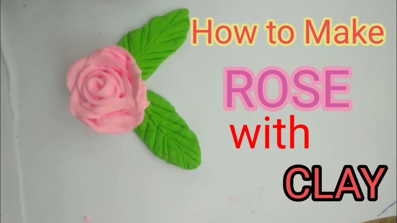 How to make rose with clay/clay art idea - YouTube