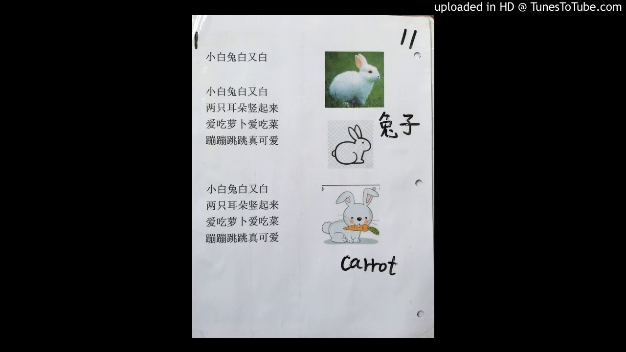 小白免白又白 (Little White Rabbit) 中文童谣 朗诵 Chinese Nursing Rhyme Recitation ...