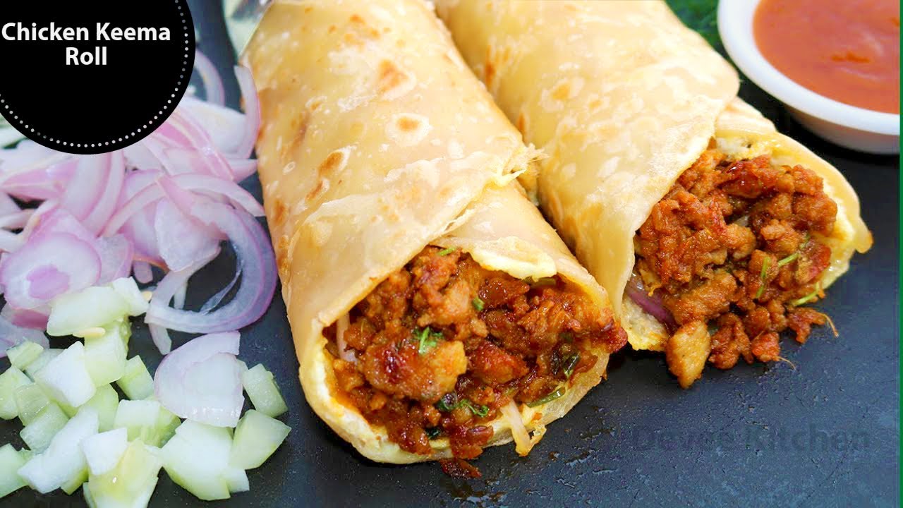 Chicken Keema Roll Recipe !! Egg and Spicy Chicken Keema Roll !! Qeema ...