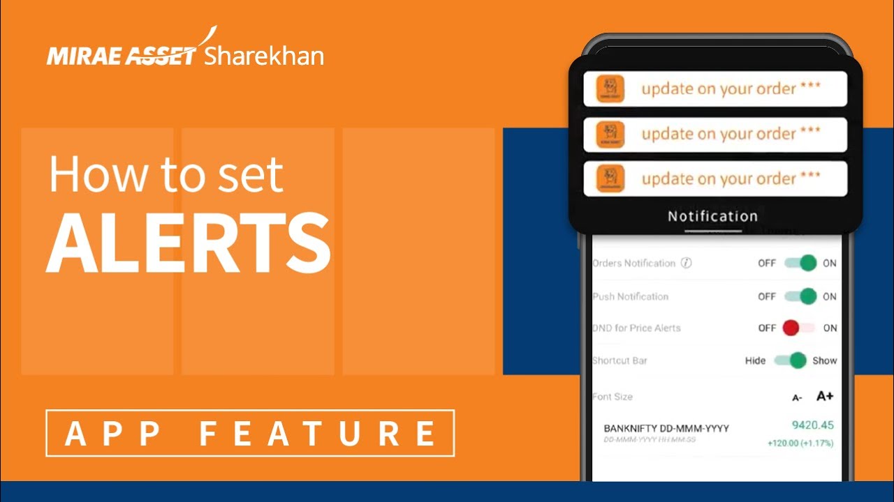 How to set alerts on Mirae asset Sharekhan App In Seconds - YouTube