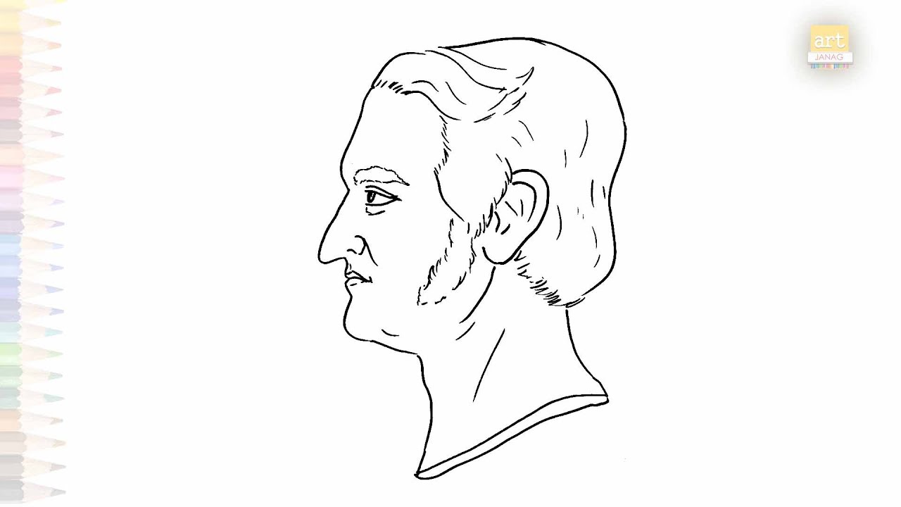 Carl Friedrich Gauss portrait drawing easy | Outline sketches | How to ...