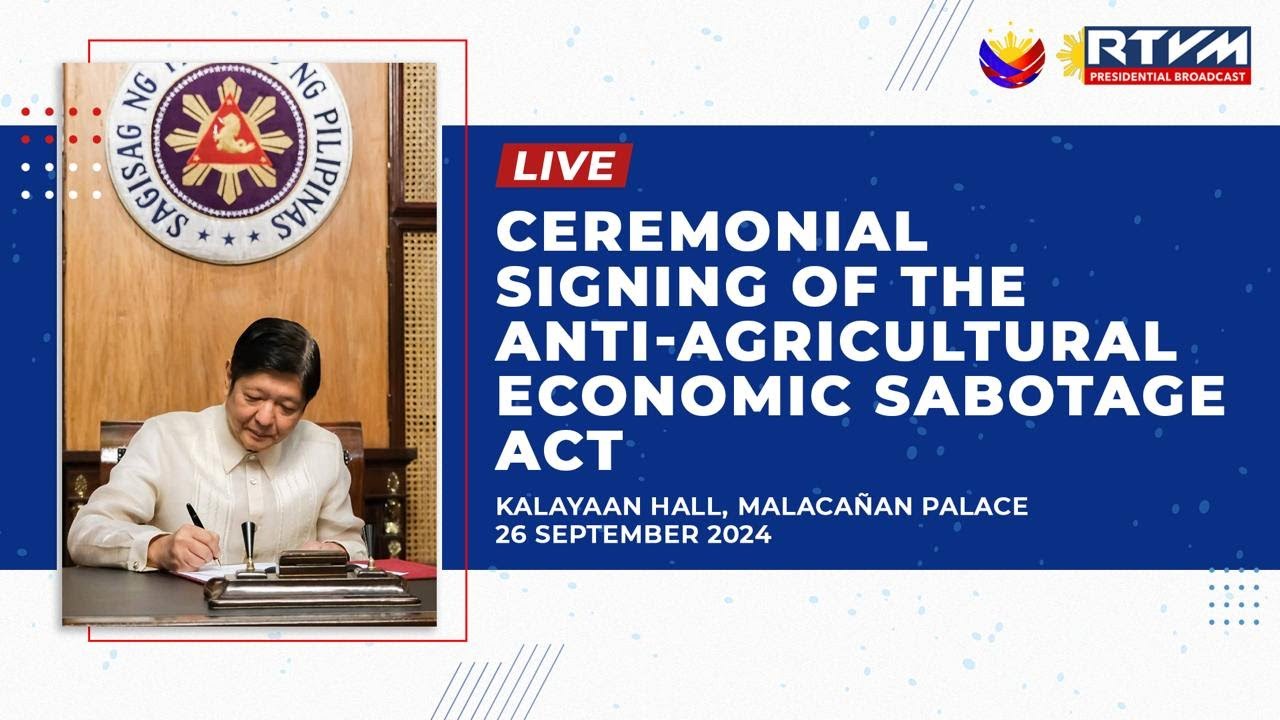 Ceremonial Signing of the Anti-Agricultural Economic Sabotage Act 09/26 ...