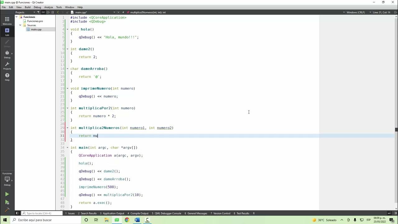 Tutorial Qt Creator - 018 - Creación de funciones - YouTube