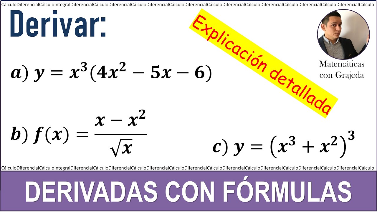 Derivación con fórmulas | Ejemplos 7, 8 y 9. - YouTube