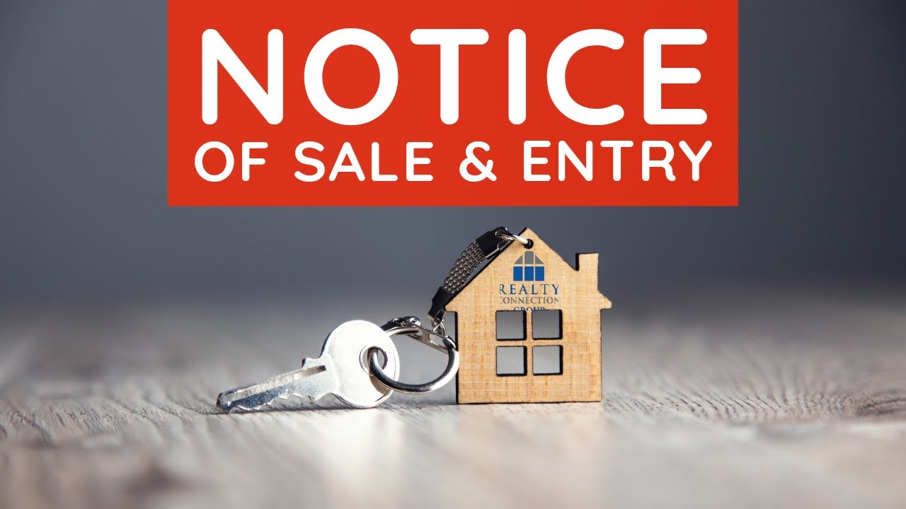 Notice of Sale and Entry form used to notify tenants of the sale of a ...