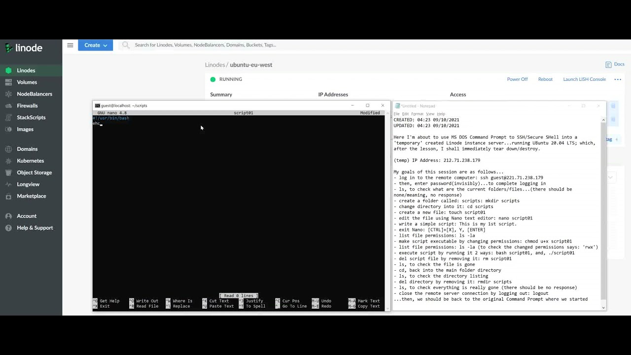 Create and run my first Linode test script/Linux, Ubuntu 20.04 LTS ...
