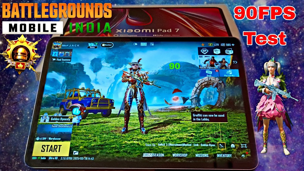 BGMI Gameplay with 90FPS in Xiaomi Pad 7 ll Gaming Tablet with 90 FPS ...