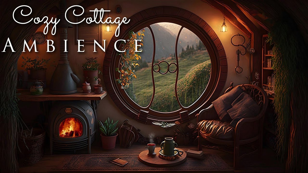 Cozy Cottage Ambience 🌦🔥 Rain and Crackling Fireplace Sounds - YouTube