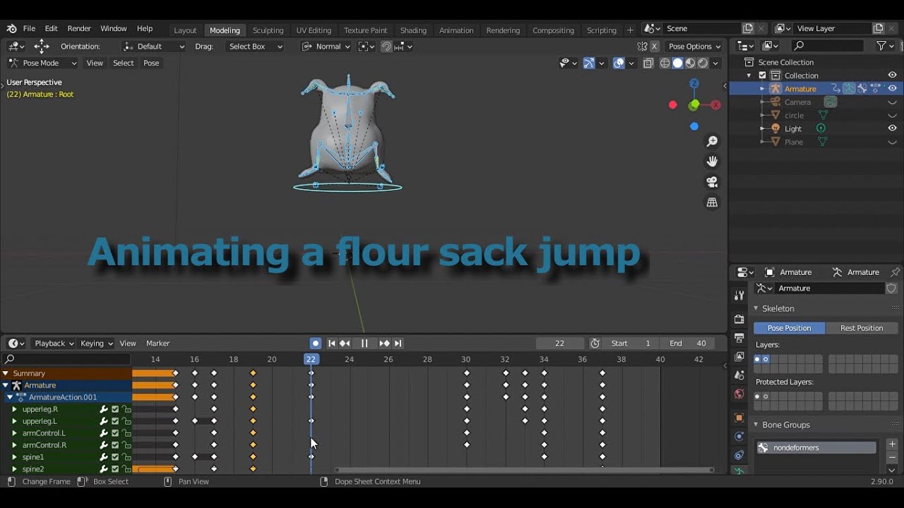 Animating a flour sack jumping in blender - YouTube