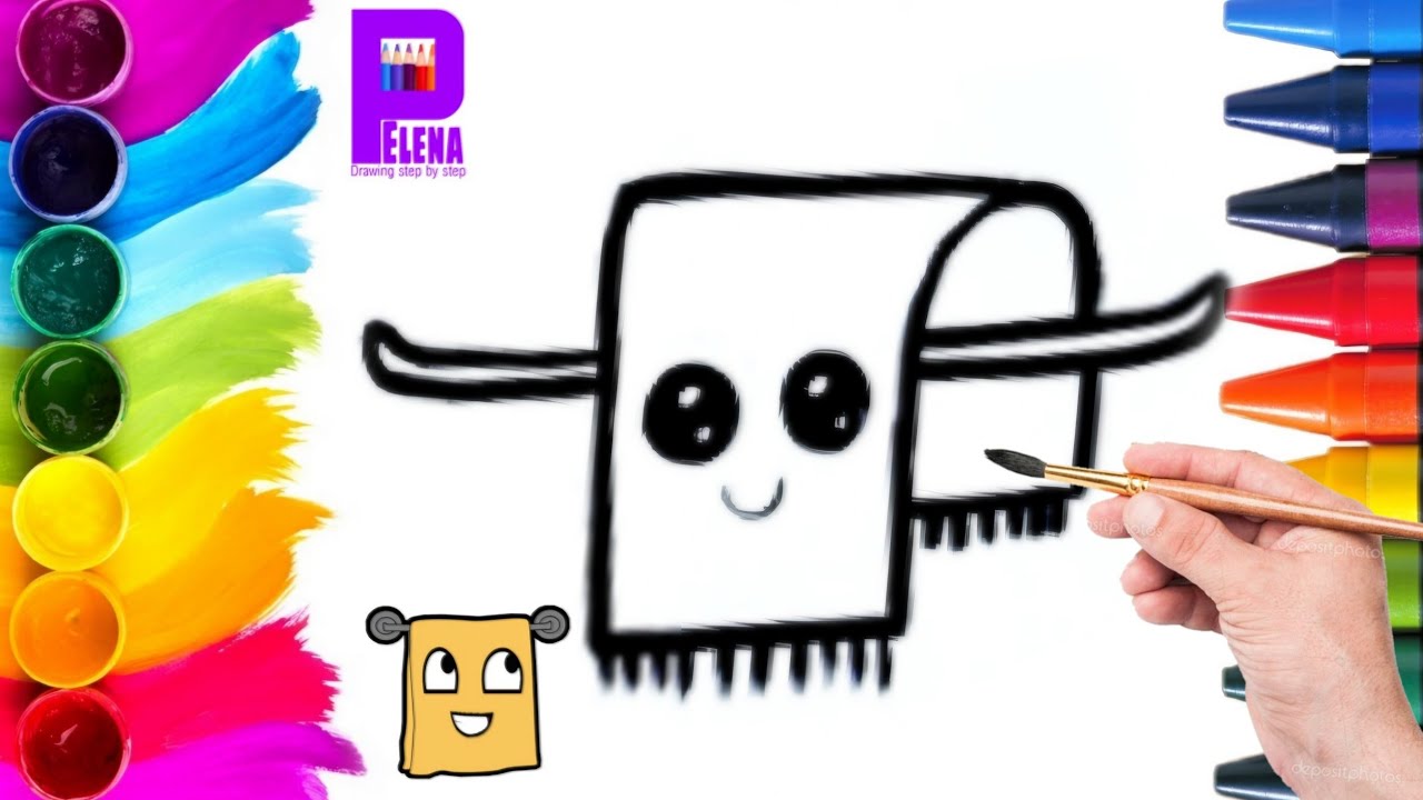 how to draw Towel step by step : drawing cute towel for kids : Elena ...