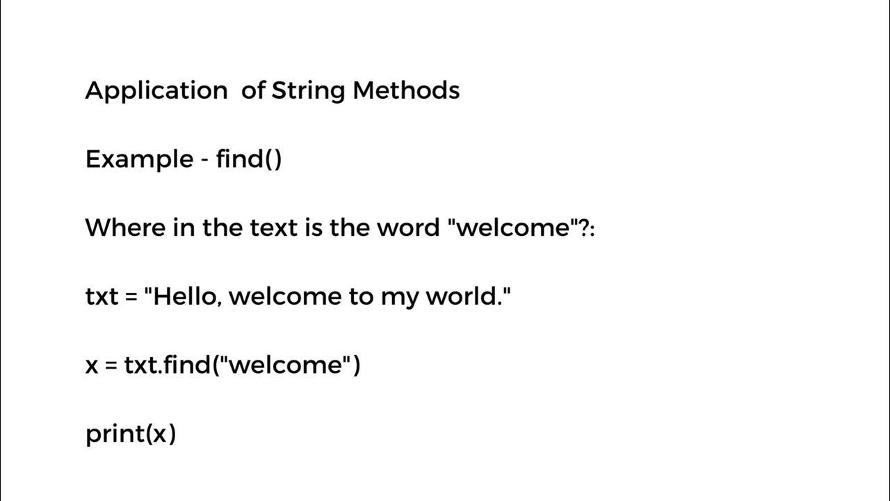 Application of String Methods || expandtabs() , find() , format() - YouTube