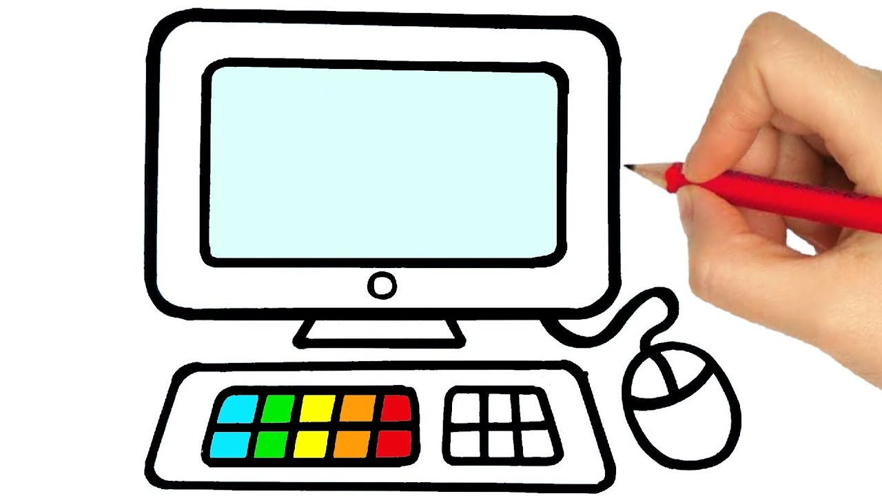 Comment dessiner un Ordinateur étape par étape facilement - YouTube