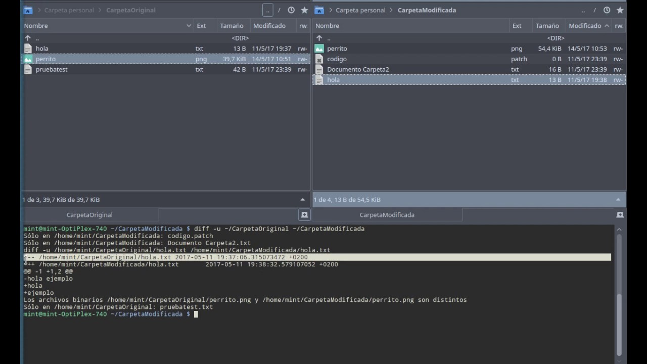 Comparando Carpetas con el comando Diff y Kompare - YouTube
