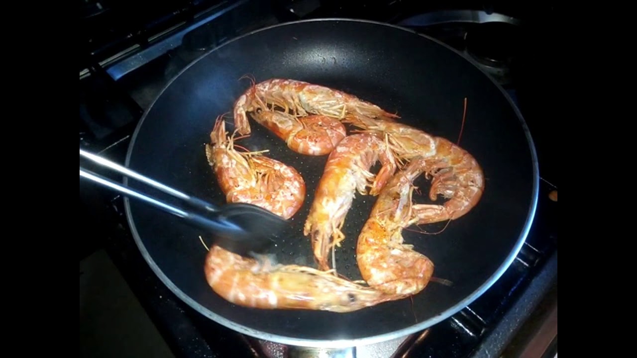 Receta de gambones o gambas a la plancha - YouTube