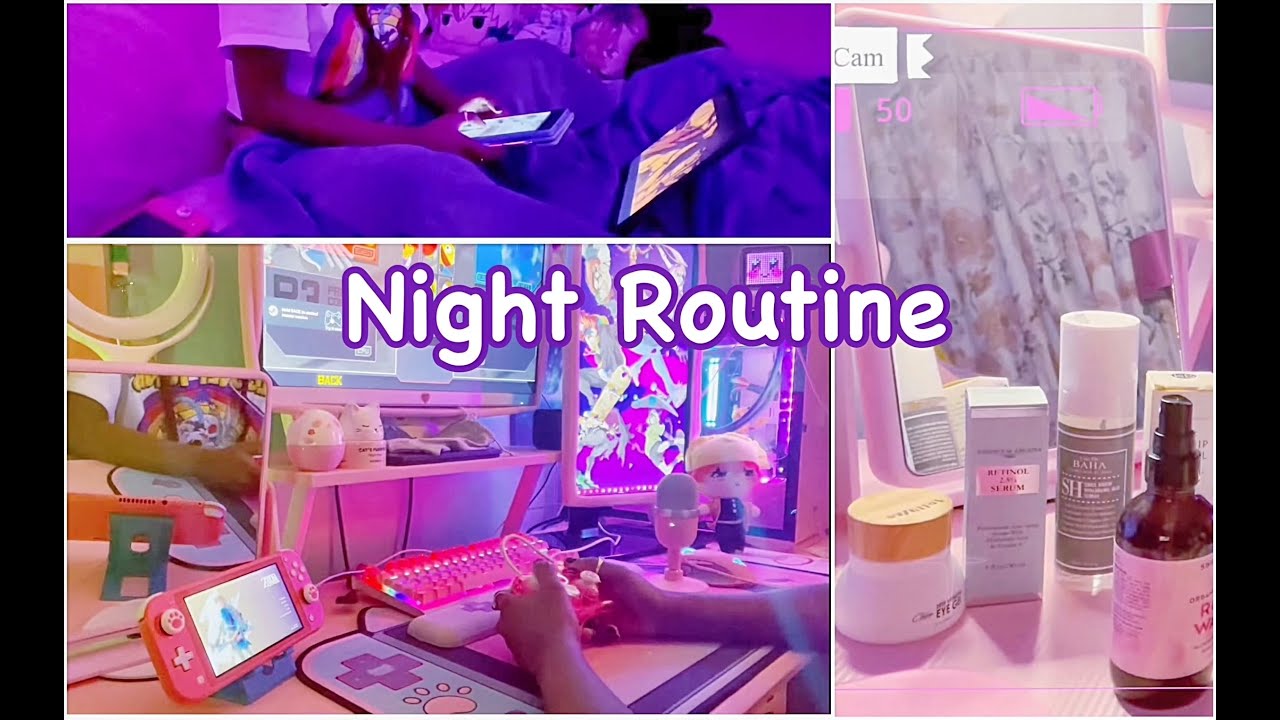 Gamer girl night routine lol - YouTube