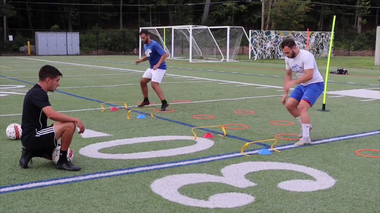 Preseason Soccer Drills | College soccer training | 2 coaches 2 players ...