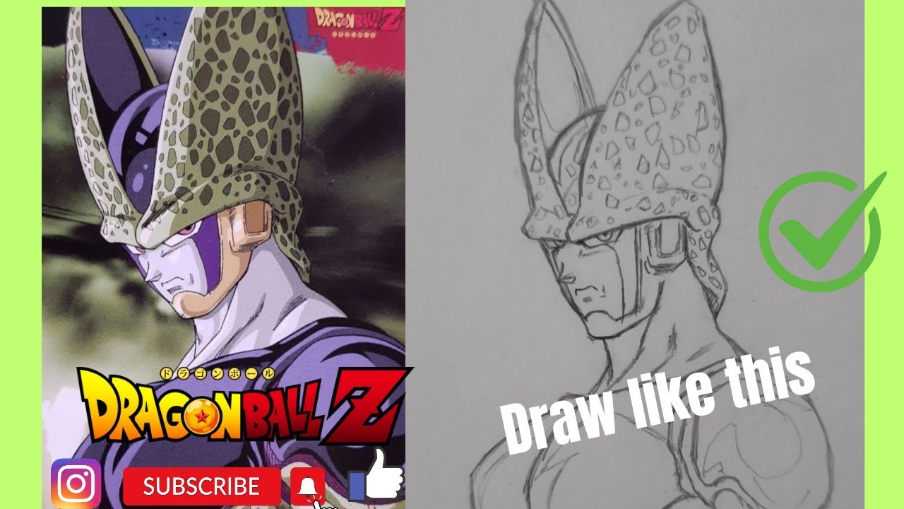 Drawing Perfect cell from Dragon Ball Z |anime sketch | Pencil drawing ...
