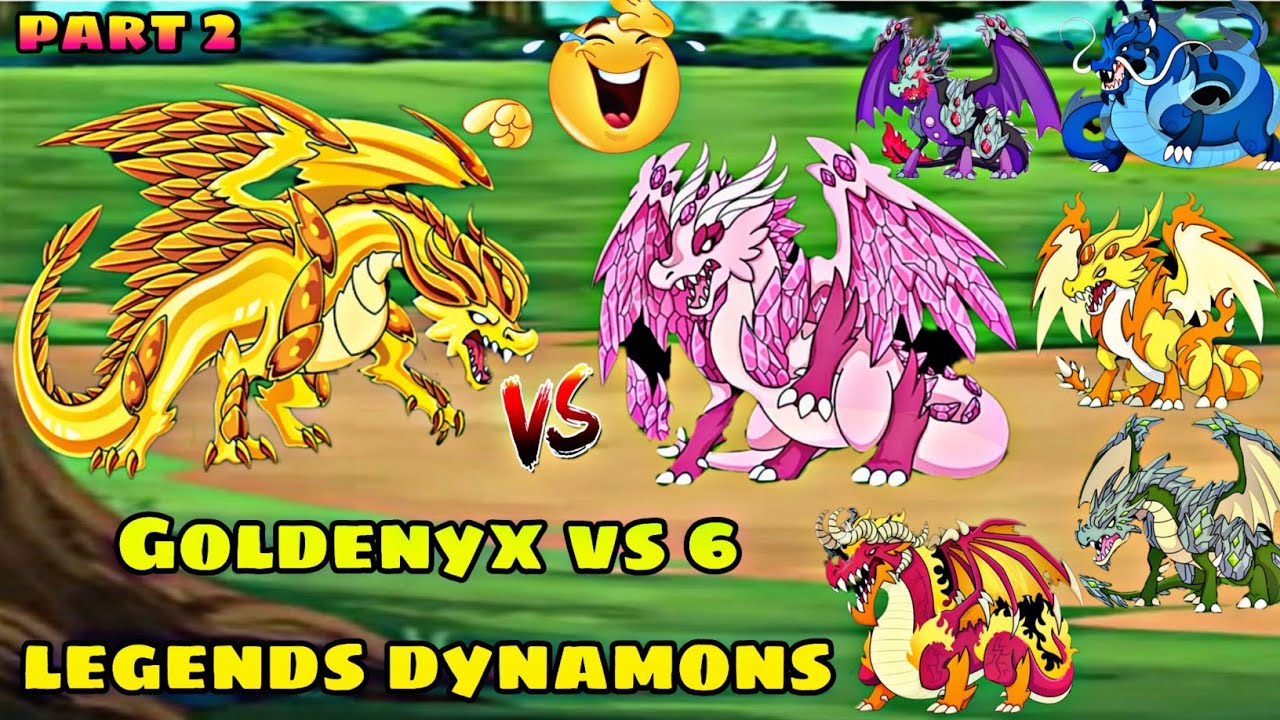 Goldenyx vs 6 legends dynamons||battle 🤩 in dynamons world ||new update ...
