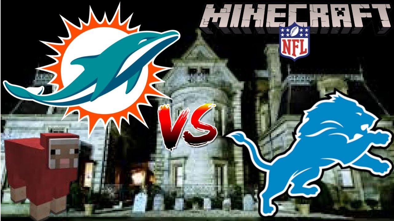 Minecraft Sheep football halloween game Dolphins vs Lions - YouTube