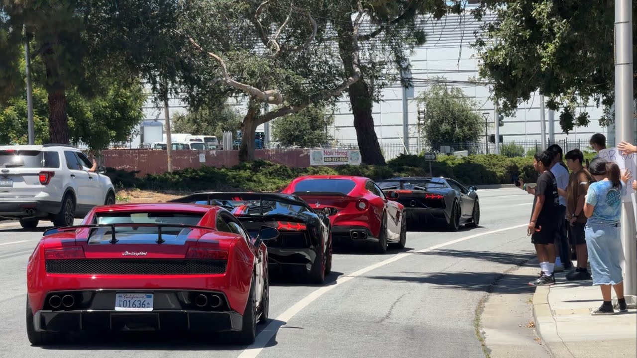 LOUD Exotic Cars Leaving Car Show! | Wheels & Watches - YouTube