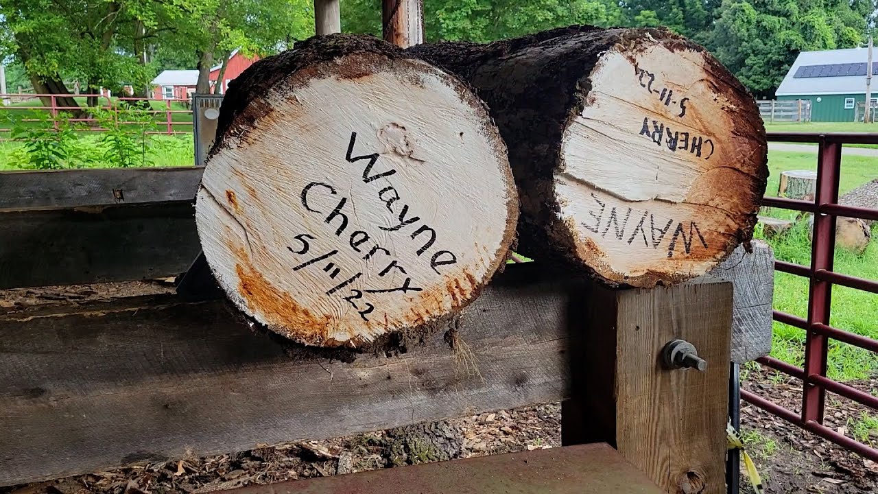 Making high quality FAS Cherry boards on the vintage Frick Sawmill ...