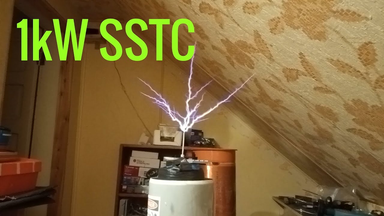 Single transistor 1kW Tesla coil SSTC - YouTube