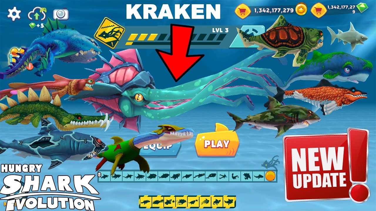 Hungry Shark Evolution - New Shark - KRAKEN SHARK & ALL 23 SHARKS ...