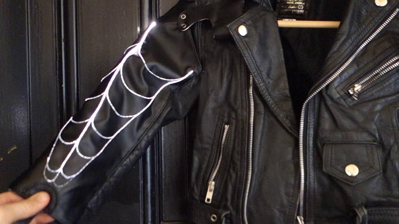Illuminated Spiderweb on Leather Jacket - YouTube