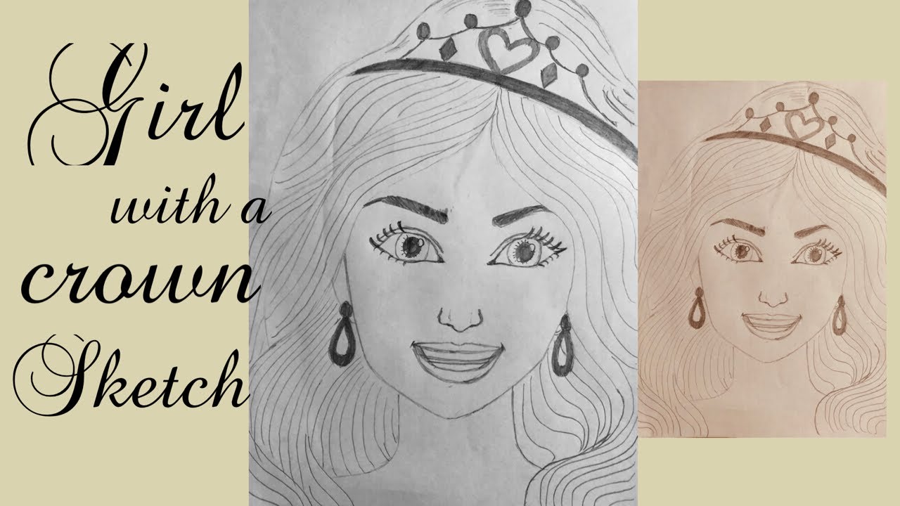 How to do a Simple Creative Drawing of a Girl with a Crown - YouTube
